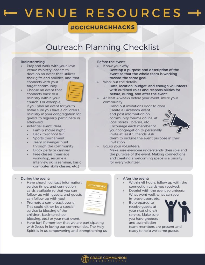 Love Venue: Event Checklist – GCI Equipper Love Venue: Event Checklist – GCI Equipper