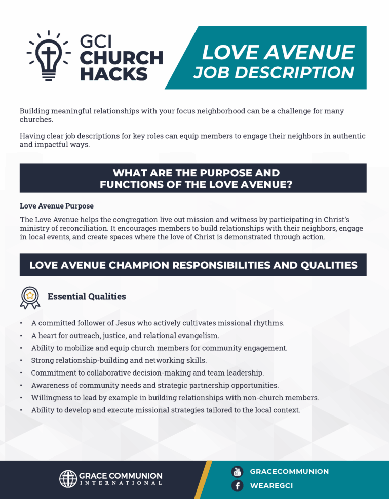 Church Hack—Love Avenue Job Descriptions – GCI Equipper