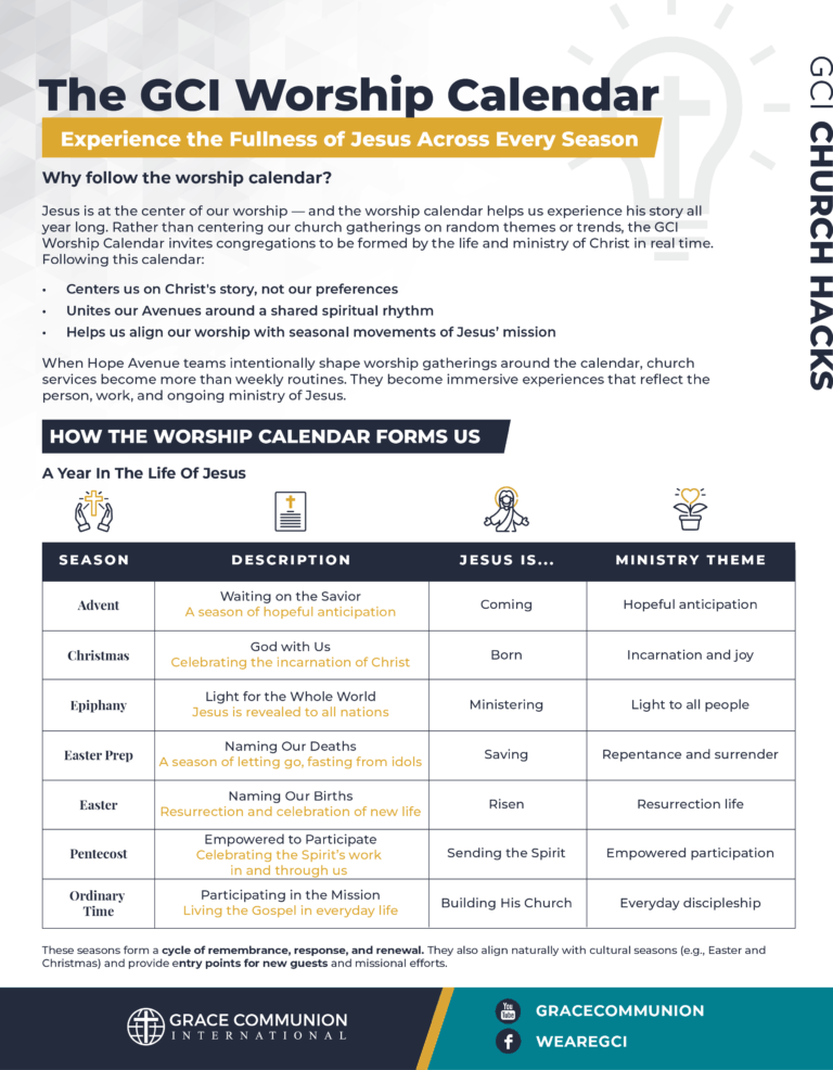 Church Hack Gci Worship Calendar Gci Equipper